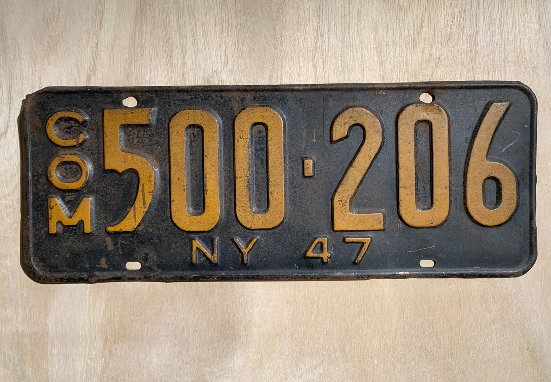 Vintage 1940s Authentic Commercial New York License Plate NY 47 - Etsy