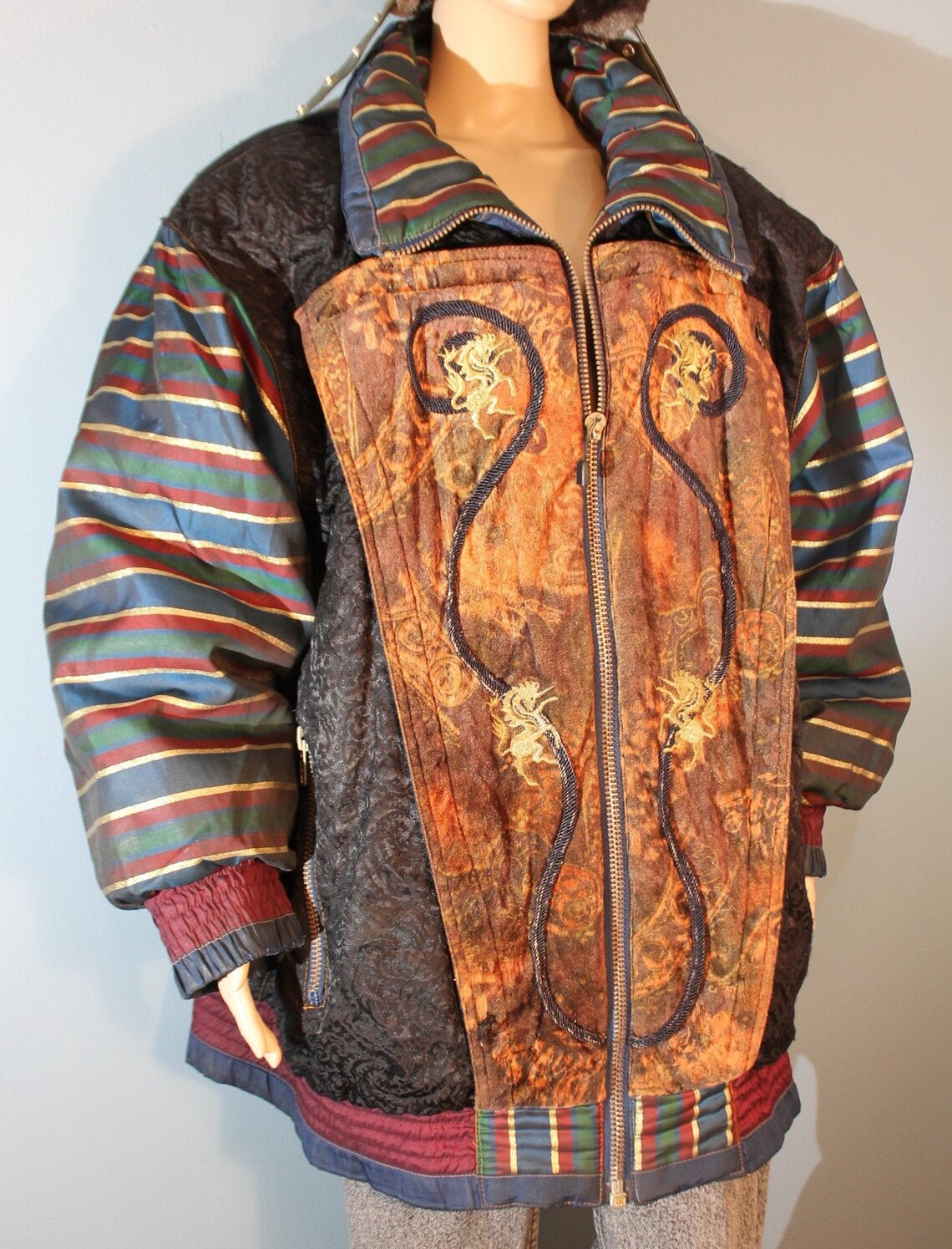 Vintage 1980s the Climate Zone Brown Black and Blue Striped - Etsy