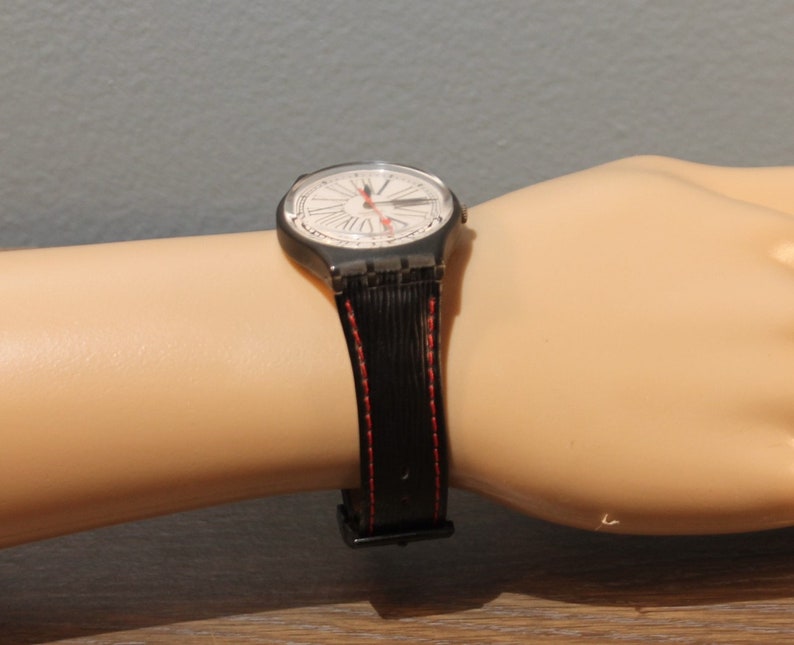 Vintage White Black and Red Swatch Watch Swiss Water Resistant - Etsy