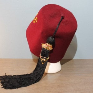 Vintage Mid-century Handmade Cyprus Maroon and Gold Masonic Felt Fez ...