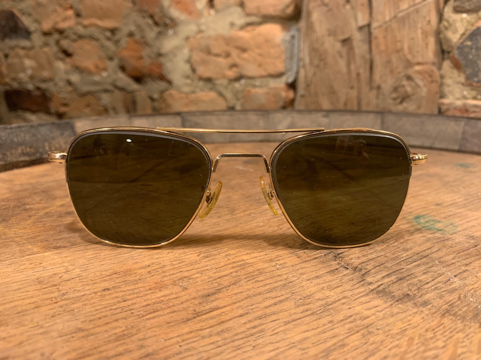 Vintage 1970s American Optical 5 1/2 Gold Military Style Aviator Pilot ...