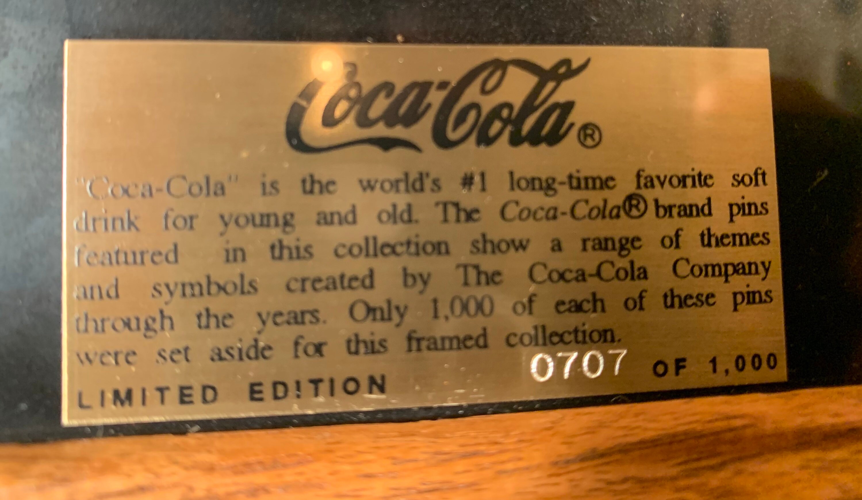 Vintage 1990s Limited Edition Coca-cola Framed Pin Set 707 of 1,000 - Etsy