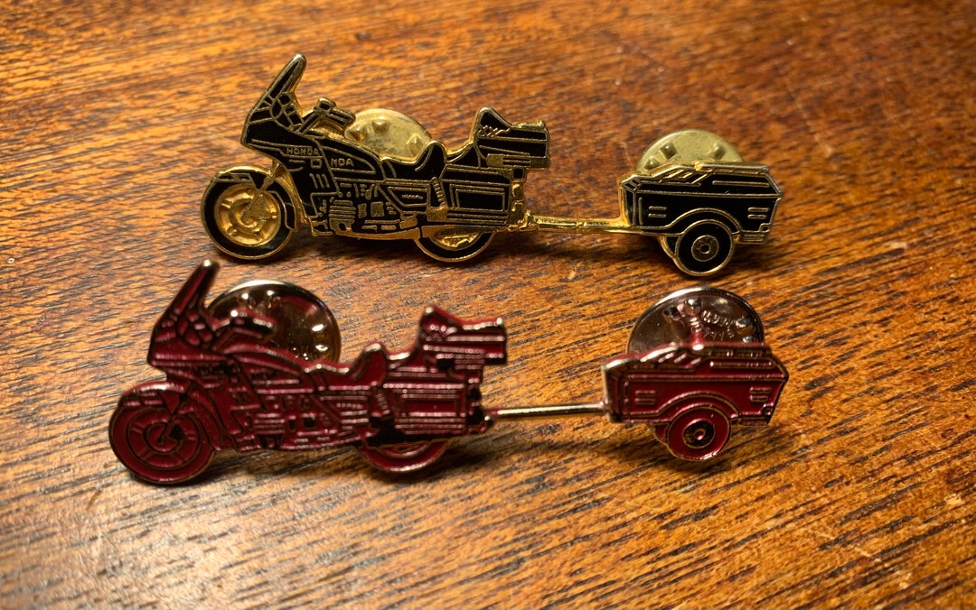 Vintage 1980s Motorcycle With Trailer Black and Red Matching Biker Pin ...