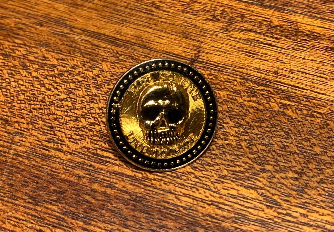 Vintage 1980s Ride to Live, Live to Ride Black and Gold Skull ...