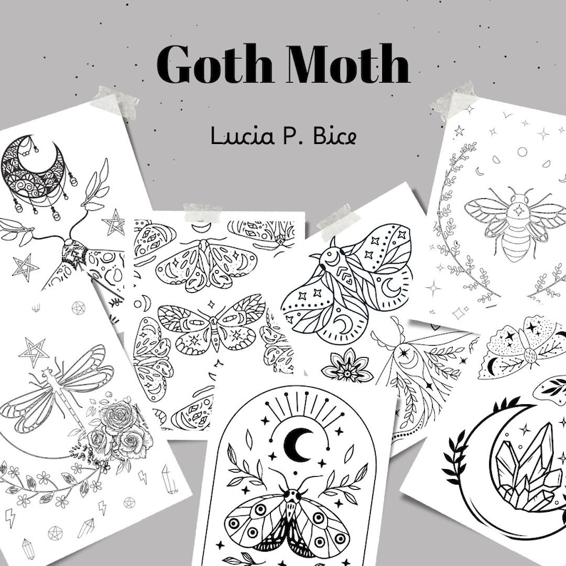 Goth Moth Coloring Book: Insect Coloring Pages With Skulls, Magic ...