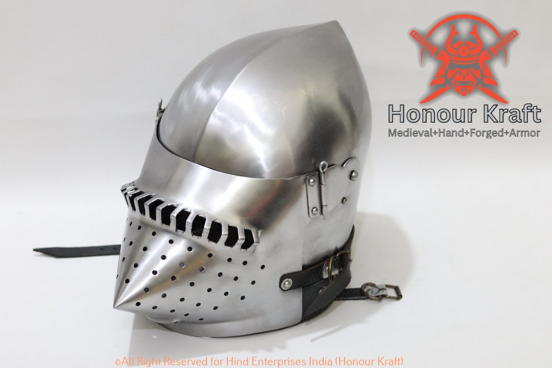 Houndskull Bascinet Helmet: Steel Pigface SCA Combat Armor - Etsy