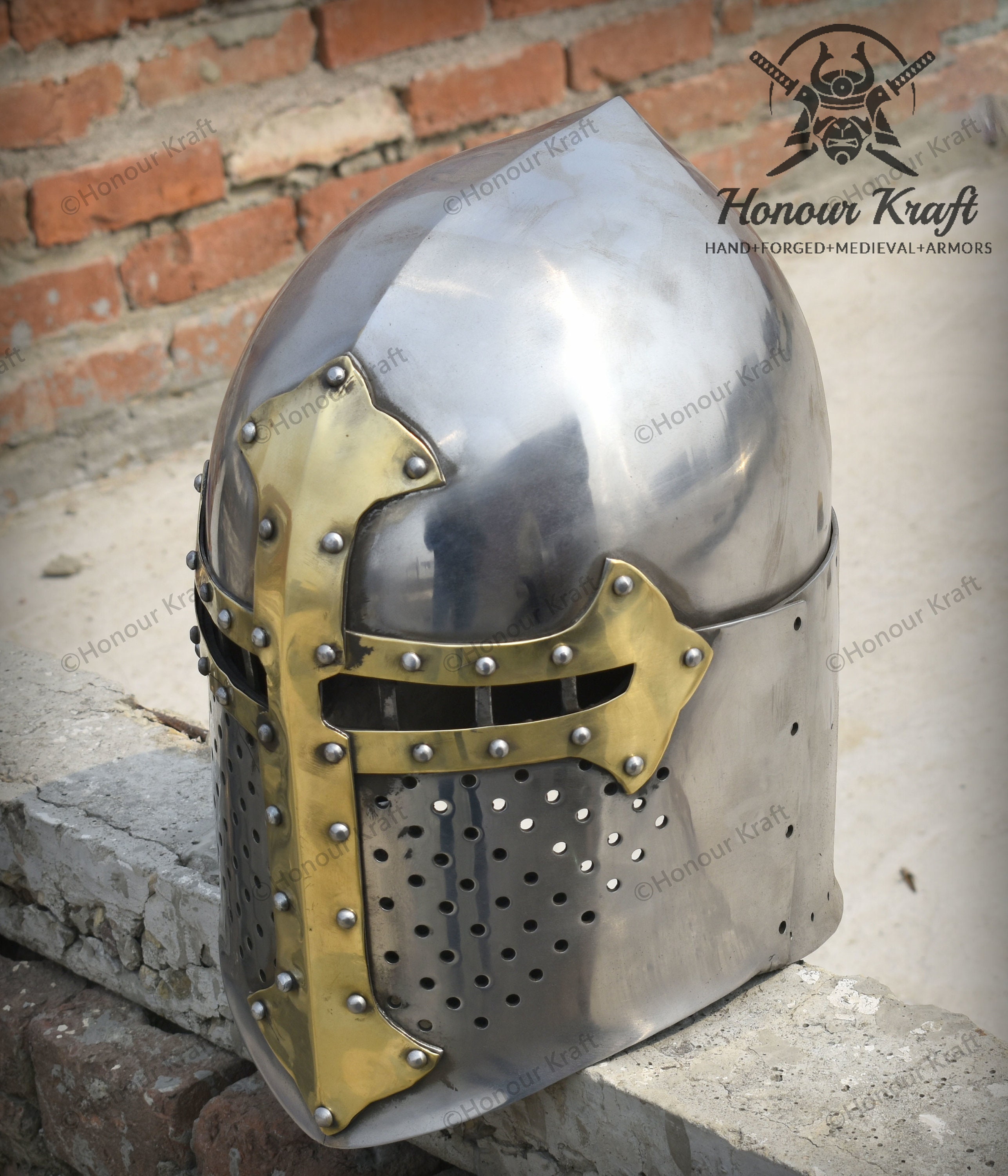 Steel Helmet Armor Combat Larp Medieval Sugarloaf Armour - Etsy