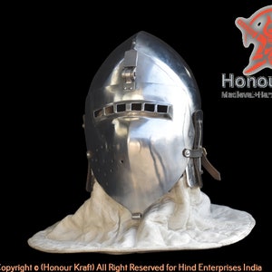 Medieval Helmet Steel German Bassinet Nuremburg Klapvisor Helmet 14th ...