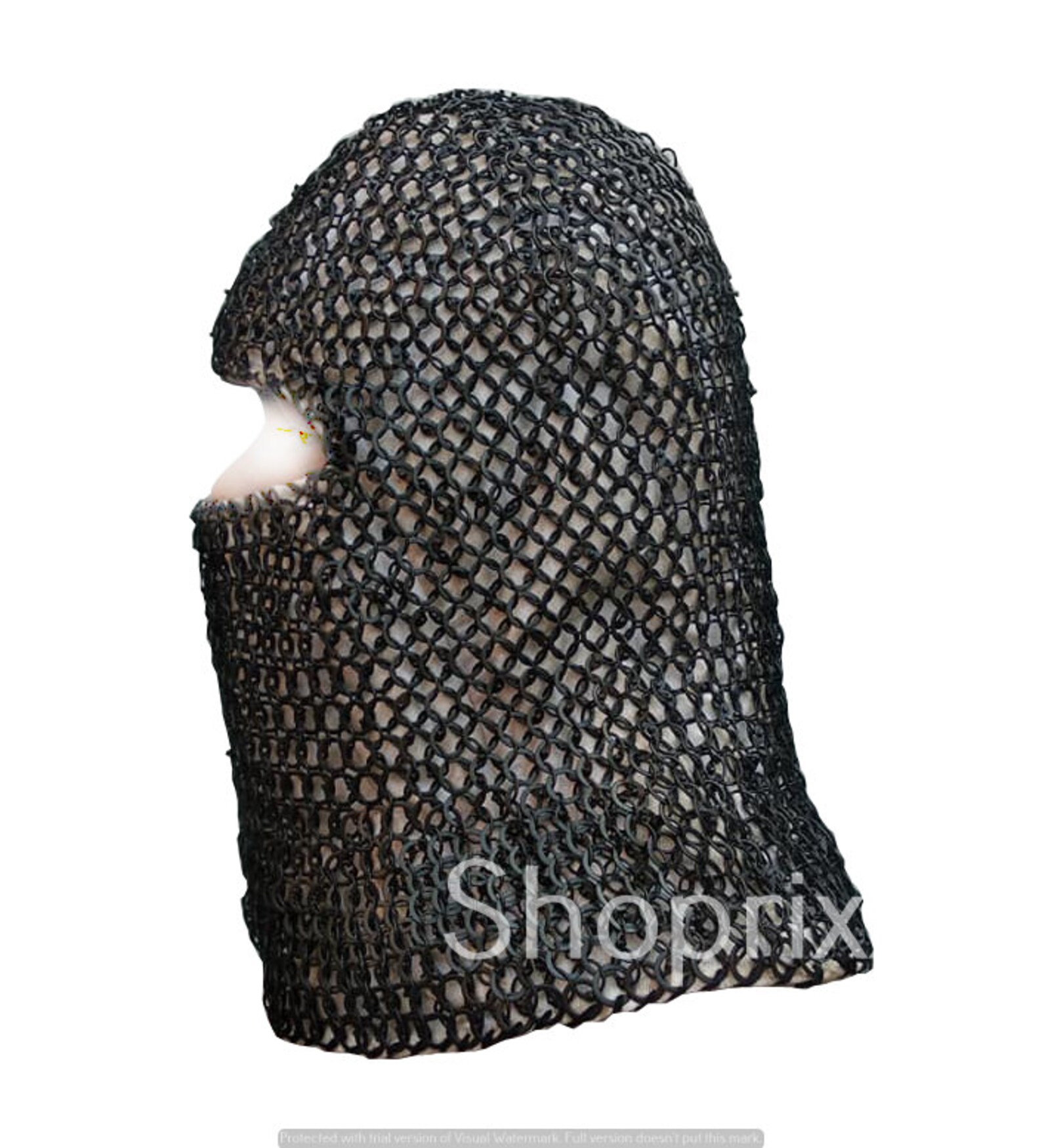 Chainmail Hood With Cotton Padded Coif Black Flat Riveted 9 Mm - Etsy
