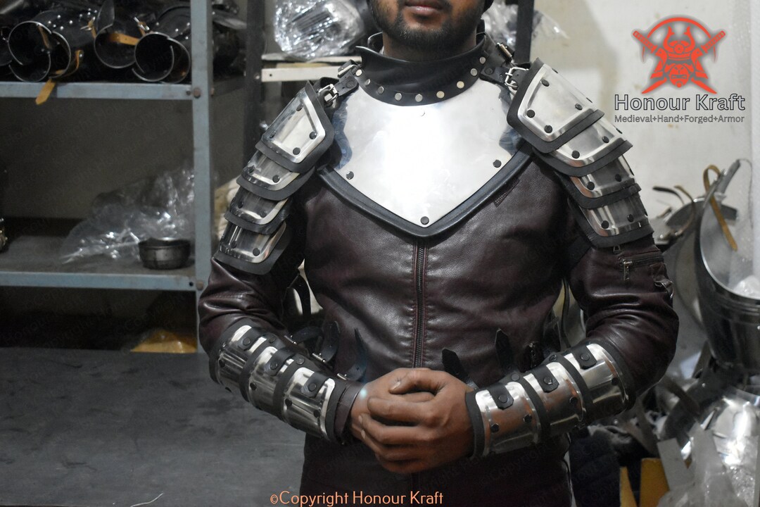 Handmade Medieval Gorget Spaulders: 18 Gauge Steel Larp Armor Set - Etsy
