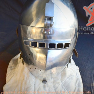 Medieval Helmet Steel German Bassinet Nuremburg Klapvisor Helmet 14th ...