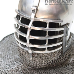 Buhurt Helmet Armor for Medieval HMB Combat Armored Steel Bascinet Wolf ...