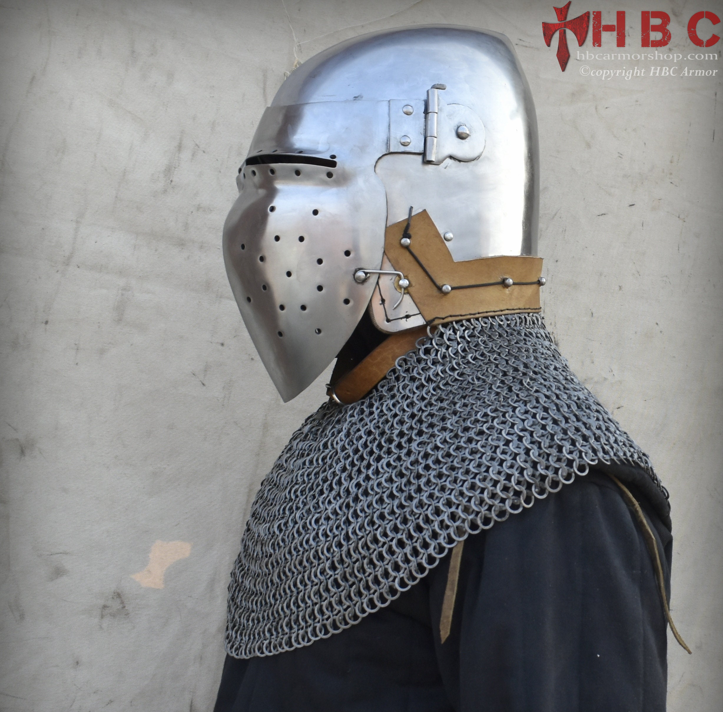 Steel Helmet Medieval German Bascinet Monkey face bascinet | Etsy