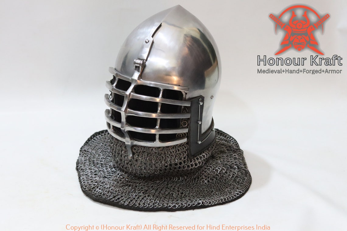 Buhurt Helmet Armor for Medieval HMB Combat Armored Steel Bascinet Wolf ...