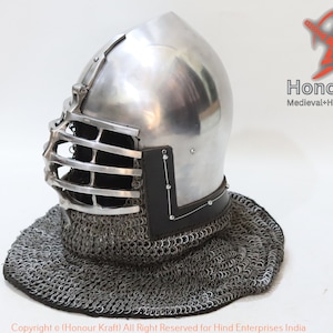Buhurt Helmet Armor for Medieval HMB Combat Armored Steel Bascinet Wolf ...