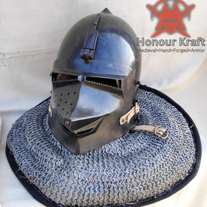 Medieval Beak Face Helmet Armour Steel Head Protection Armor SCA Combat ...
