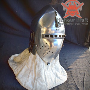 Medieval Helmet Steel German Bassinet Nuremburg Klapvisor Helmet 14th ...