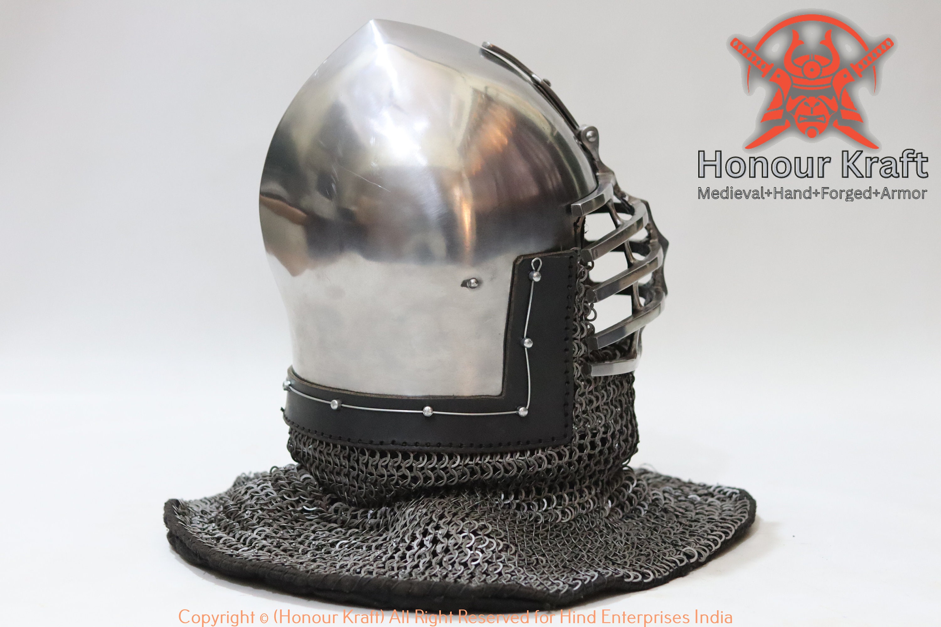 Buhurt Helmet Armor for Medieval HMB Combat Armored Steel Bascinet Wolf ...