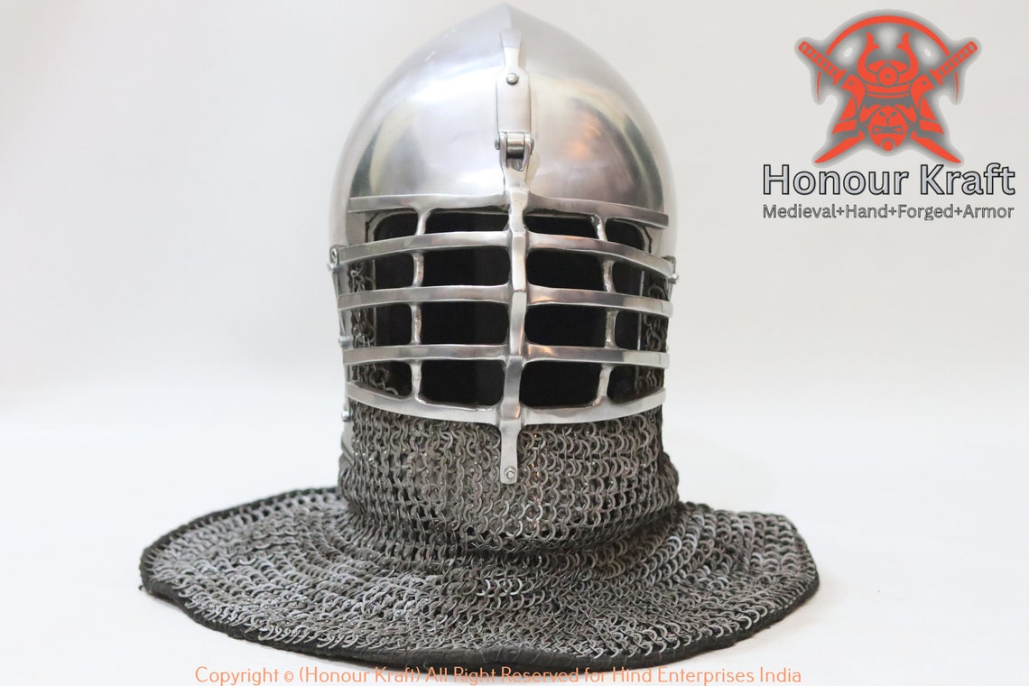 Buhurt Helmet Armor for Medieval HMB Combat Armored Steel Bascinet Wolf ...