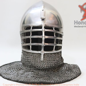 Buhurt Helmet Armor for Medieval HMB Combat Armored Steel Bascinet Wolf ...
