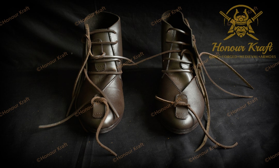 Medieval Boots for Men & Women Brown Real Leather Boots Cattle Leather ...