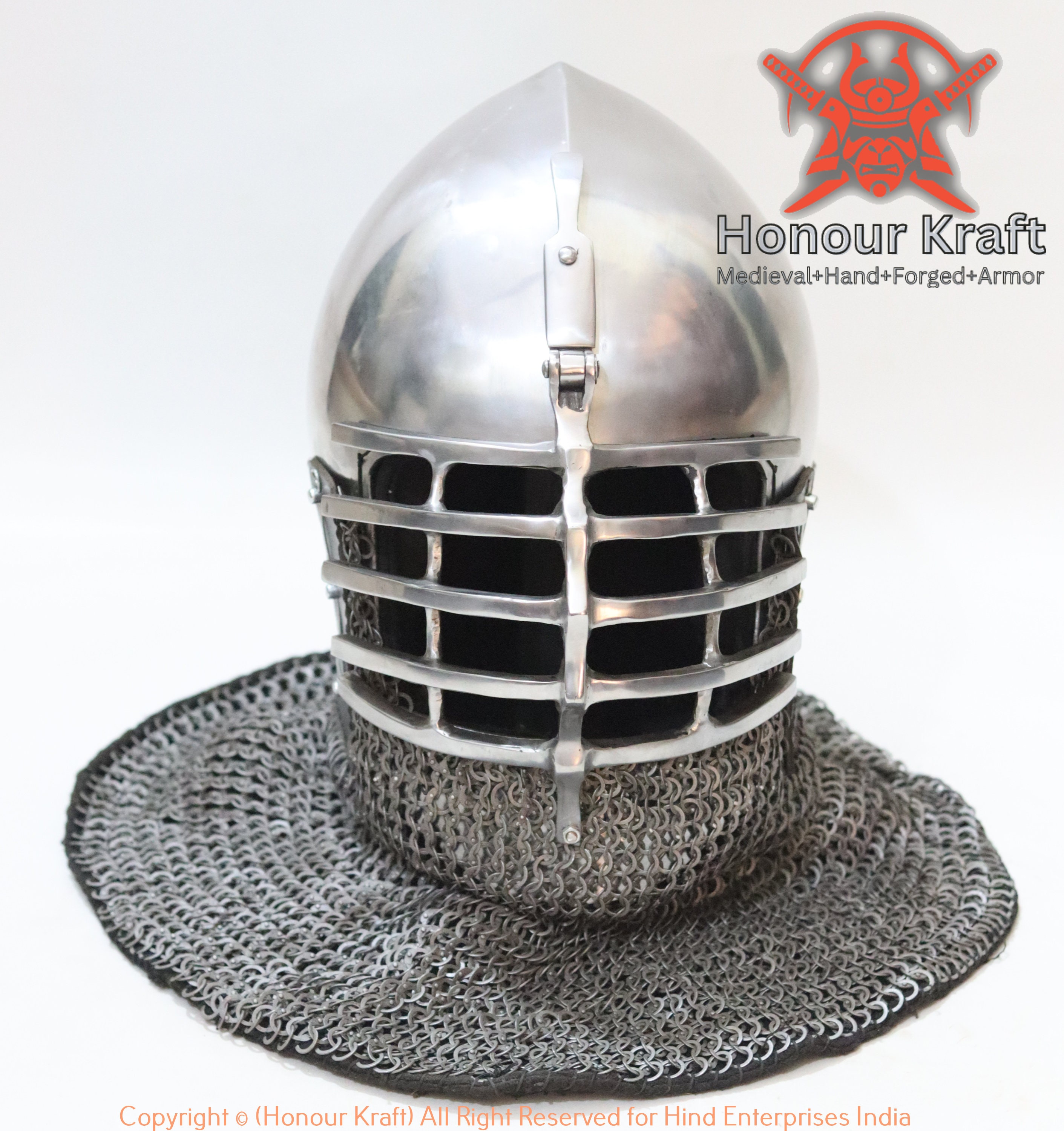 Buhurt Helmet Armor for Medieval HMB Combat Armored Steel Bascinet Wolf ...