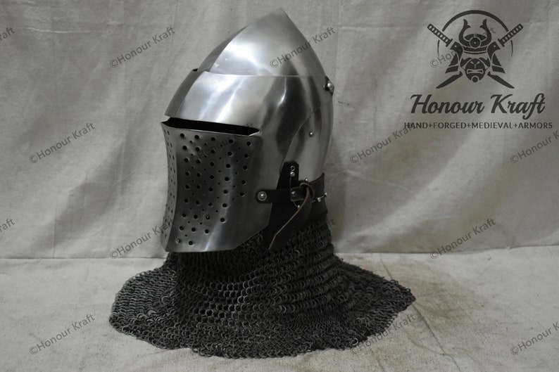 Helmet Armor Medieval Steel Spoleto Helmet Bascinet Protection - Etsy