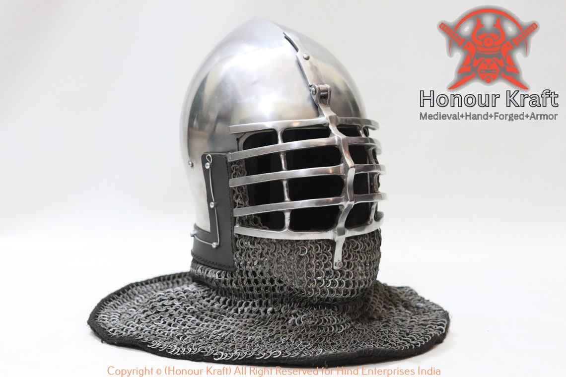 Buhurt Helmet Armor for Medieval HMB Combat Armored Steel Bascinet Wolf ...