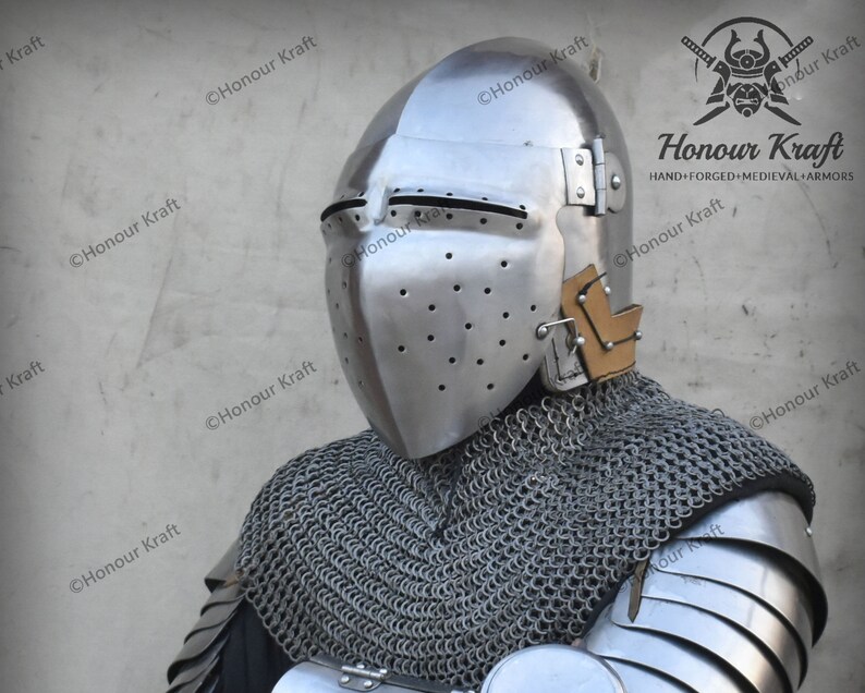 Steel Helmet Medieval German Bascinet Monkey Face Bascinet - Etsy