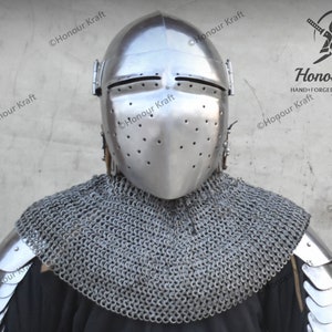 Steel Helmet Medieval German Bascinet Monkey Face Bascinet - Etsy