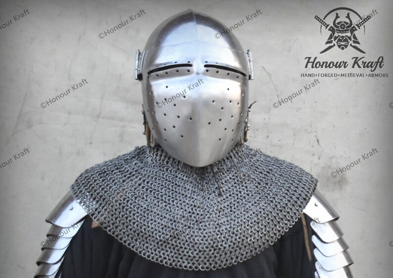 Steel Helmet Medieval German Bascinet Monkey Face Bascinet - Etsy
