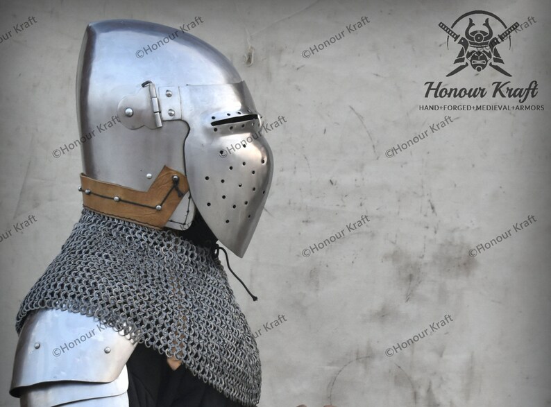 Steel Helmet Medieval German Bascinet Monkey Face Bascinet - Etsy