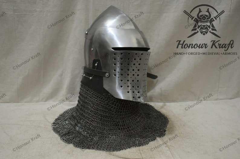 Helmet Armor Medieval Steel Spoleto Helmet Bascinet Protection - Etsy