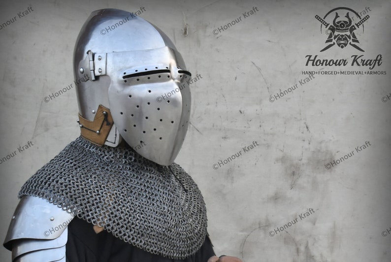Steel Helmet Medieval German Bascinet Monkey Face Bascinet - Etsy