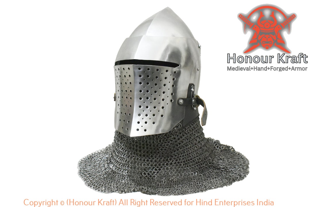 Helmet Armor Medieval Steel Spoleto Helmet Bascinet Protection Armour ...