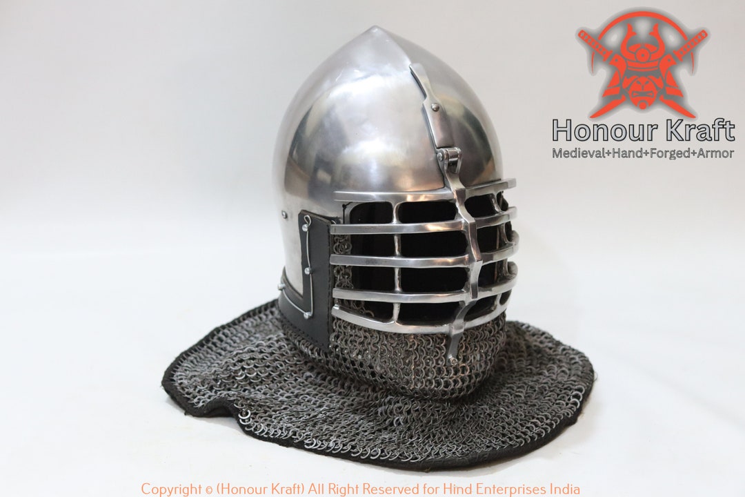 Buhurt Helmet Armor for Medieval HMB Combat Armored Steel Bascinet Wolf ...