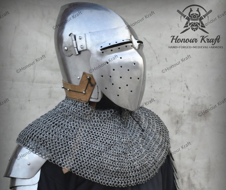 Steel Helmet Medieval German Bascinet Monkey Face Bascinet - Etsy