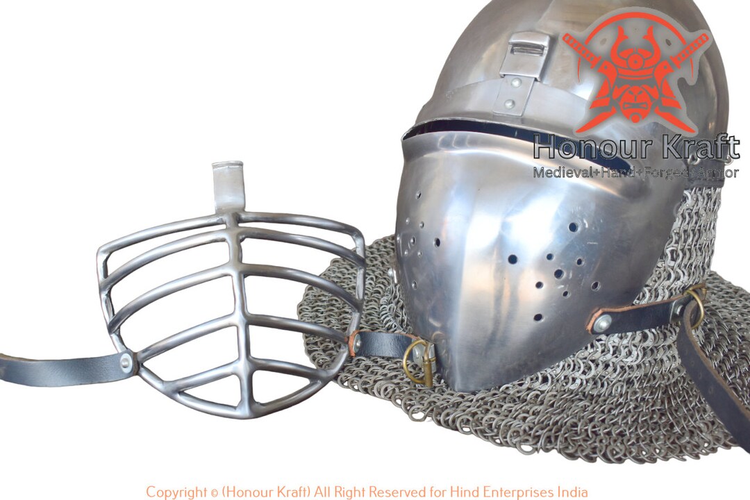 Steel Bascinet Helmet: Klapvisor Medieval Armor for SCA/HEMA Combat ...