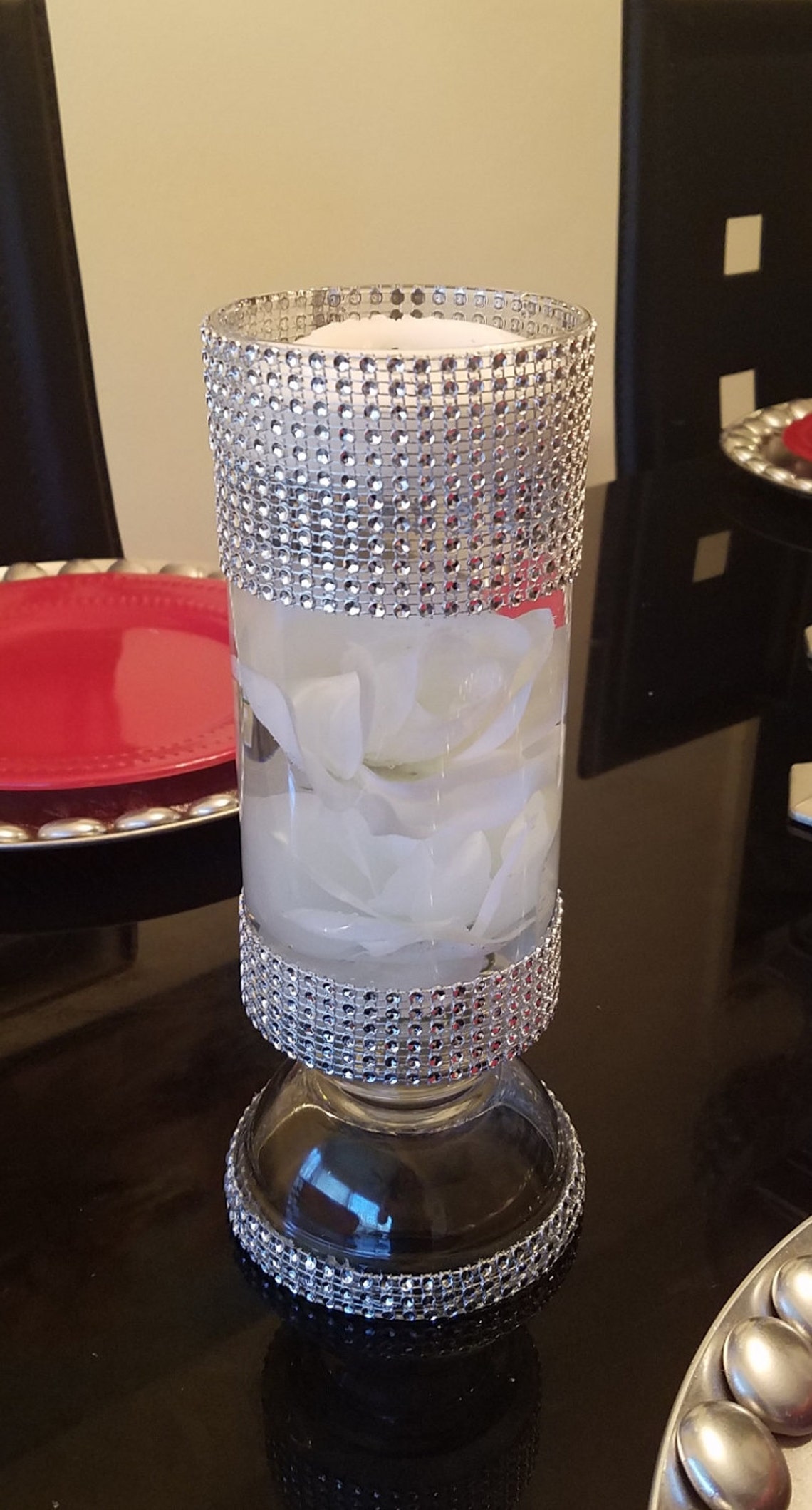 10 & 12 Cylinder Pedestal Rhinestone Vase - Etsy