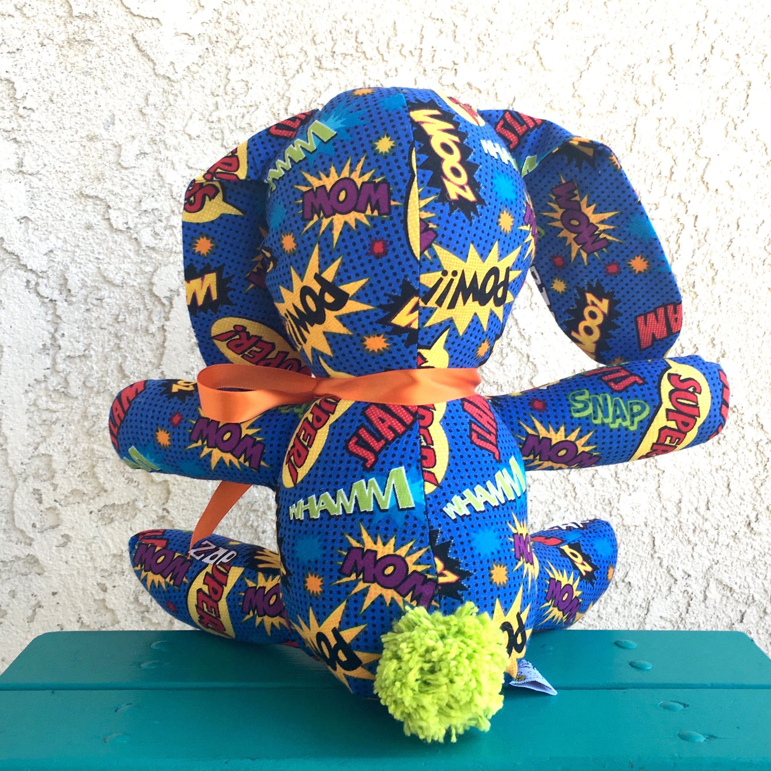 Pow!- Comic Book Bunny Plush, Nerdy Pop Art Stuffed Rabbit, Geeky ...