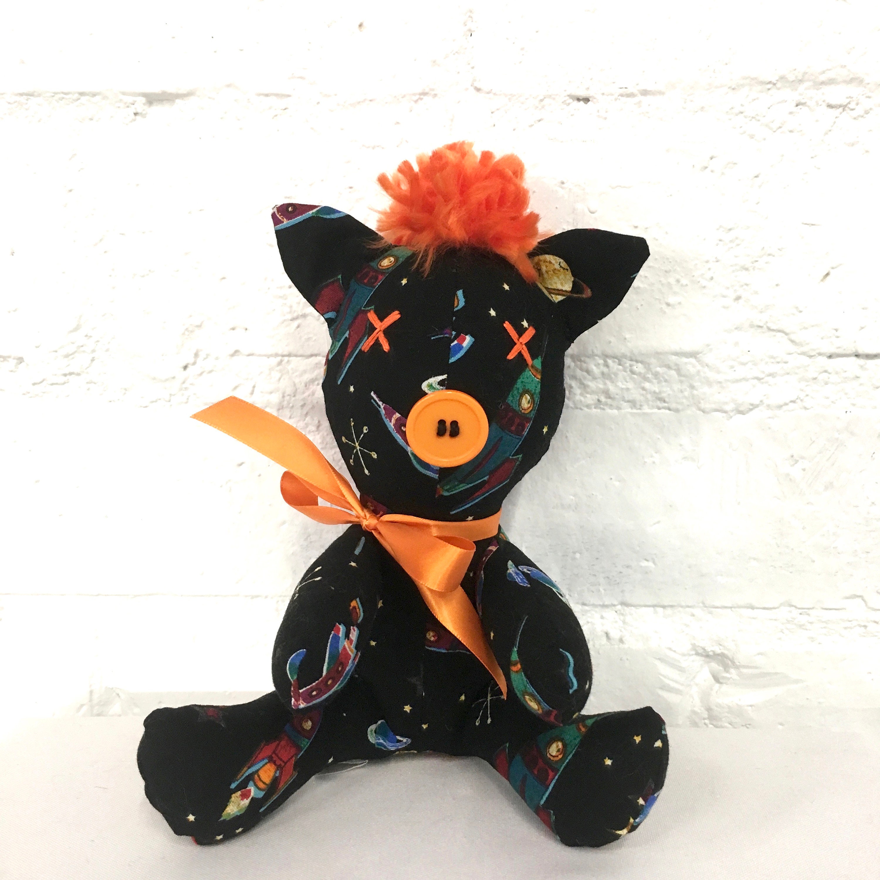 ROCKET PIG- Space Exploring Pig With Orange Mohawk, Nerdy Friend Gift ...