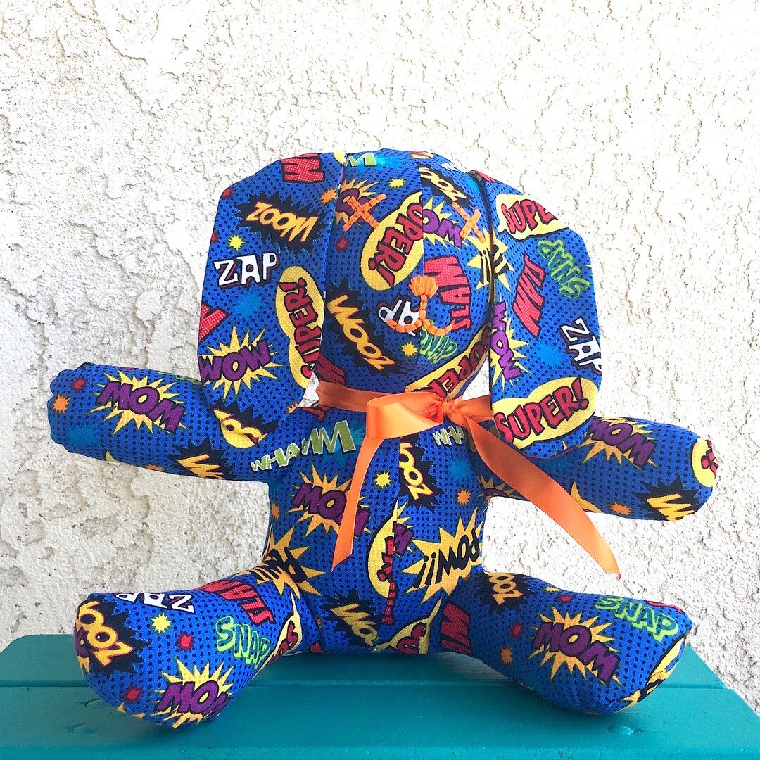 Pow!- Comic Book Bunny Plush, Nerdy Pop Art Stuffed Rabbit, Geeky ...