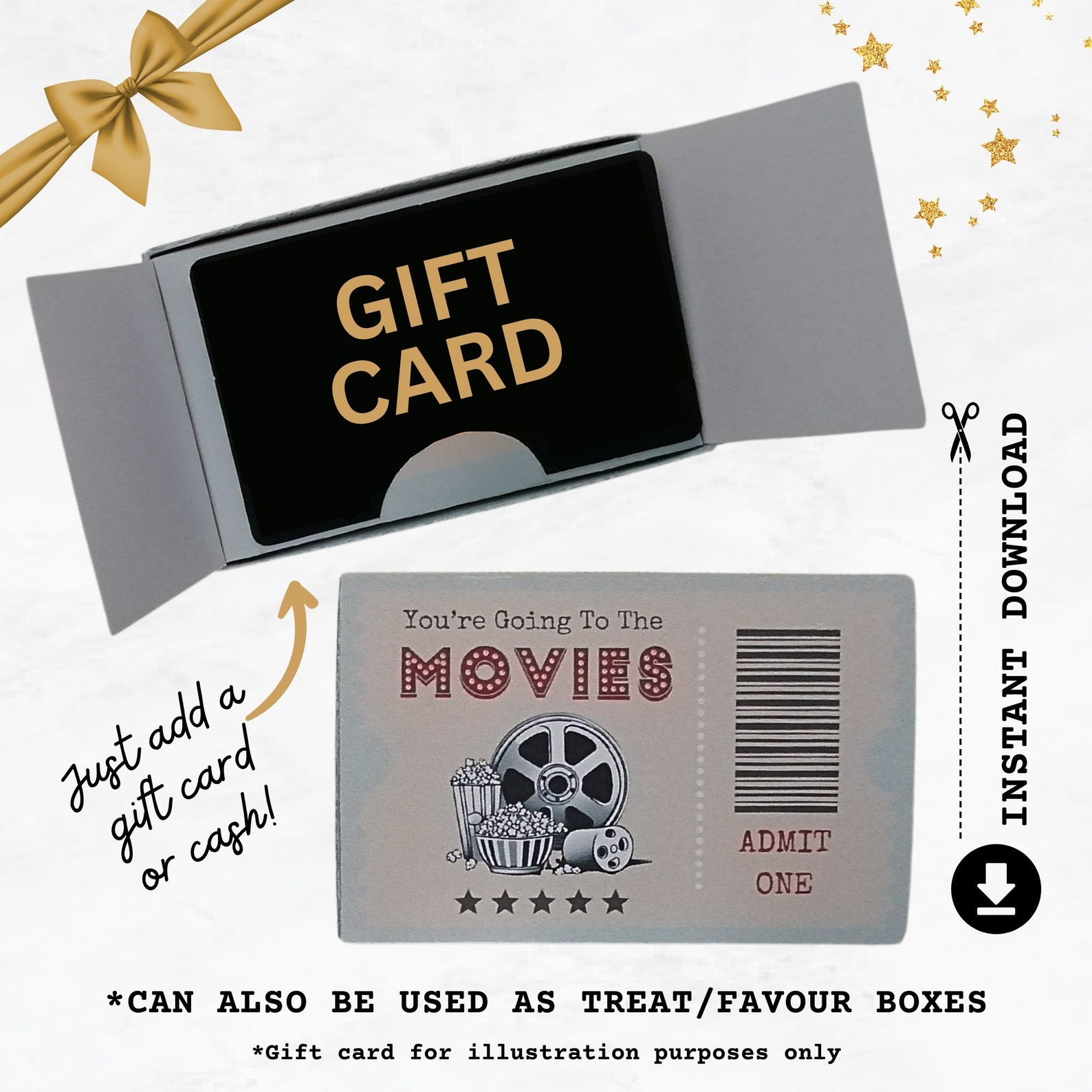 Movie Gift Card Holder | DIY Printable Box for Cinema Ticket | Cute ...