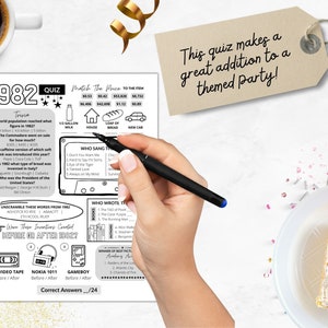 1982 Quiz | Born in 1982 Print | Trivia Printable | 44th Birthday Party ...