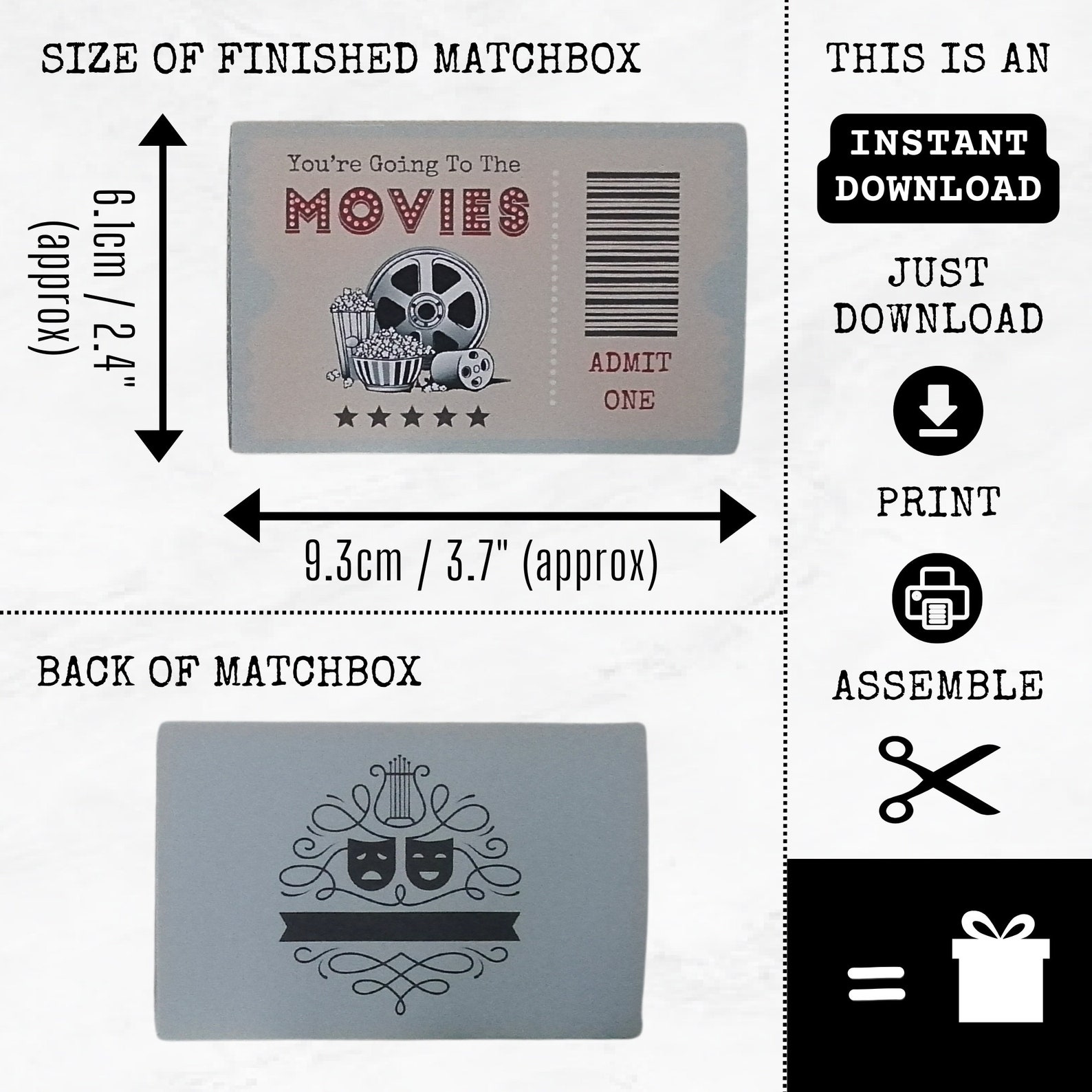 Movie Gift Card Holder | DIY Printable Box for Cinema Ticket | Cute ...