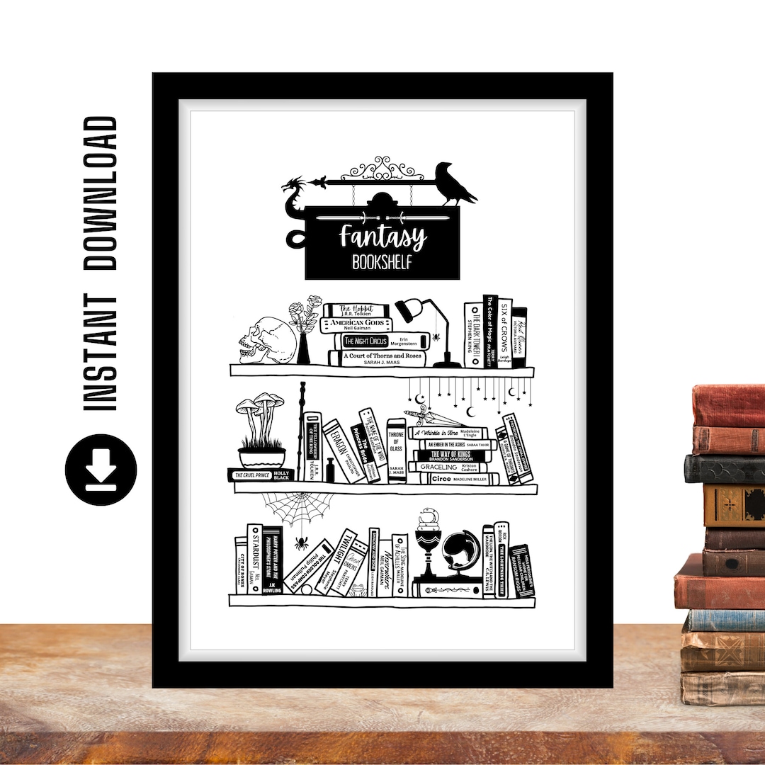 FANTASY BOOK GIFT | Fantasy Poster | Fantasy Print | Book Spine Art ...