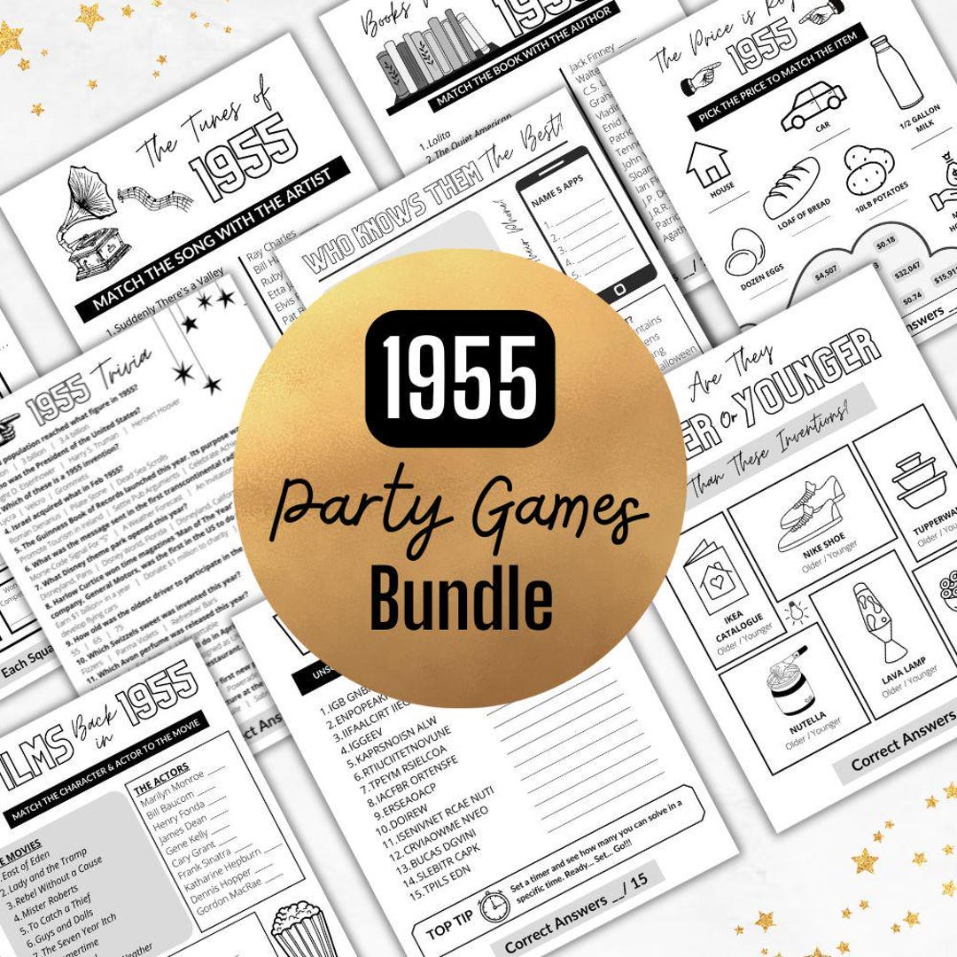 1955 Birthday PARTY GAMES | Born in 1955 Birthday Game Bundle | Instant ...