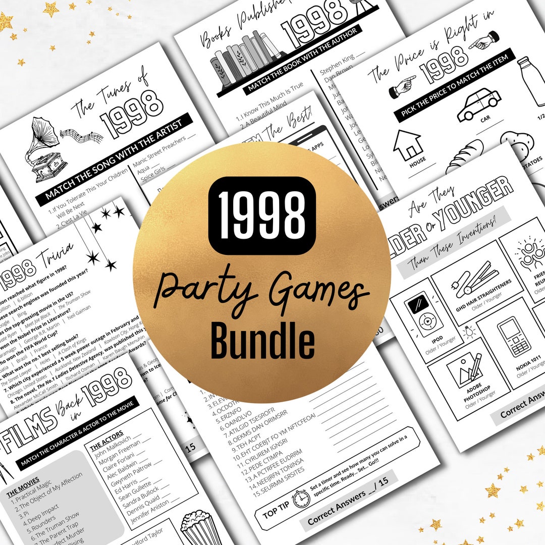 1998 Birthday PARTY GAMES Bundle | Born in 1998 28th Birthday Games ...