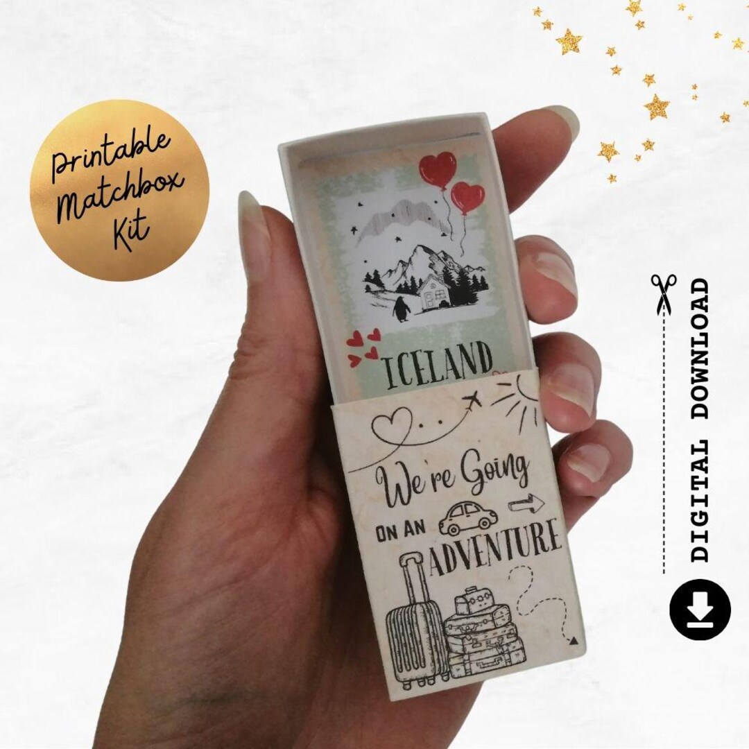 ICELAND Surprise Trip Reveal Printable Matchbox | DIY Holiday ...