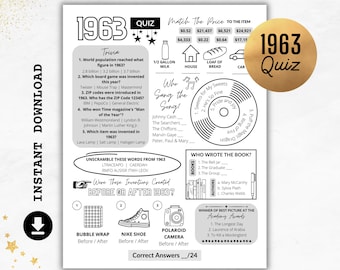 1944 Quiz Born in 1944 Print Trivia Printable 80th Birthday Party Games ...